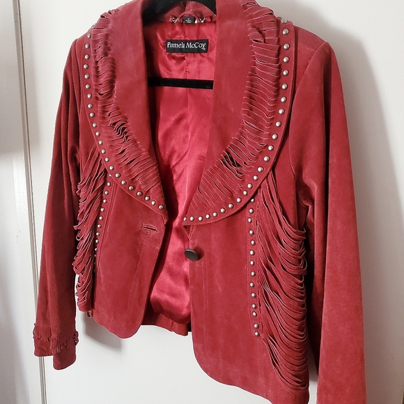 Pamela McCoy | Jackets & Coats | Pamela Mccoy Red Suede Leather Western ...